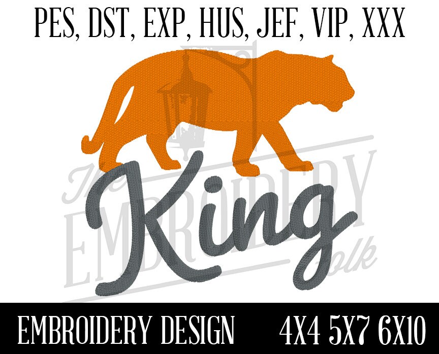 Tiger King Embroidery Design 4x4 5x7 6x10 Machine Embroidery Design ...