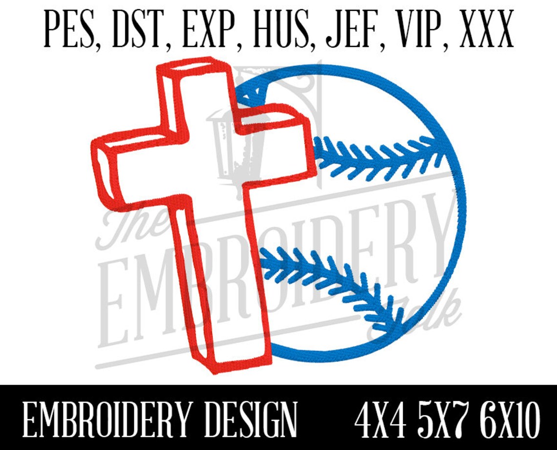Baseball Cross Embroidery Design 4x4 5x7 6x10 Machine - Etsy