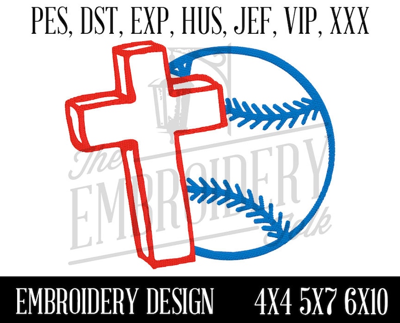 Baseball Cross Embroidery Design 4x4 5x7 6x10 Machine - Etsy