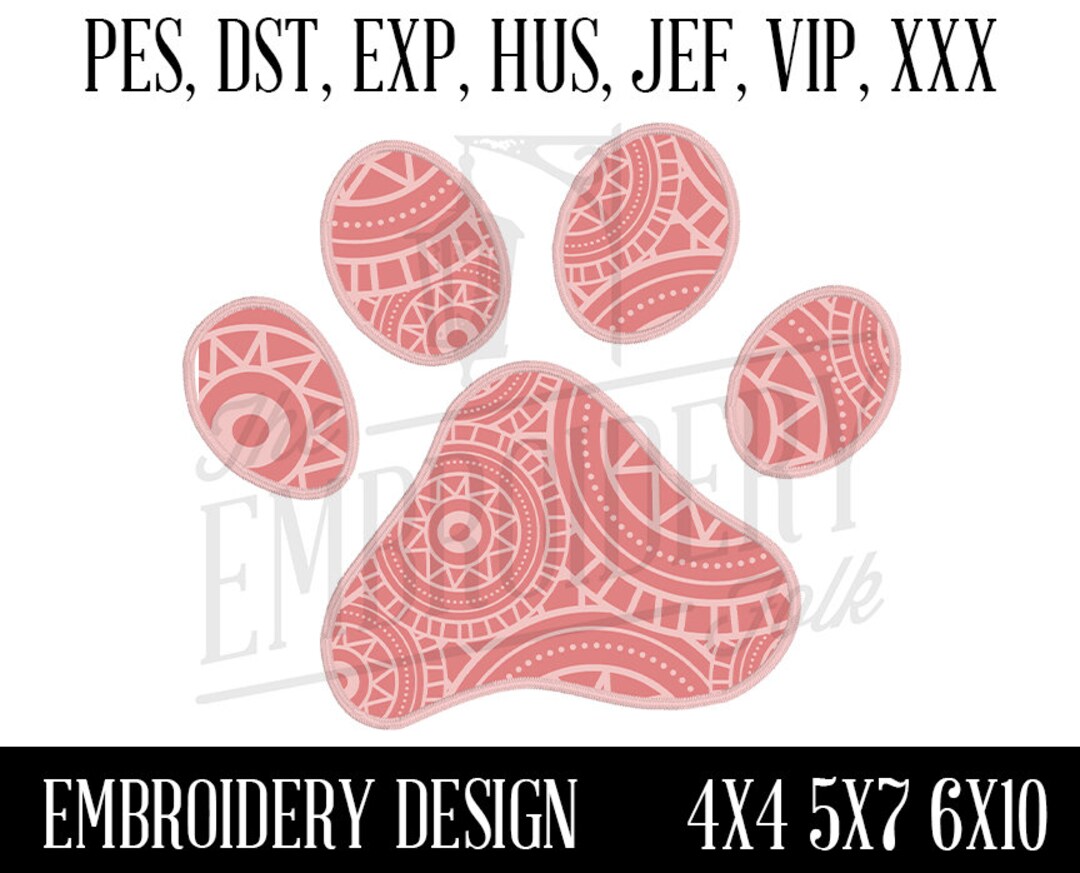Dog Paw Applique Design, Embroidery Patterns, Machine Embroidery, Pes ...