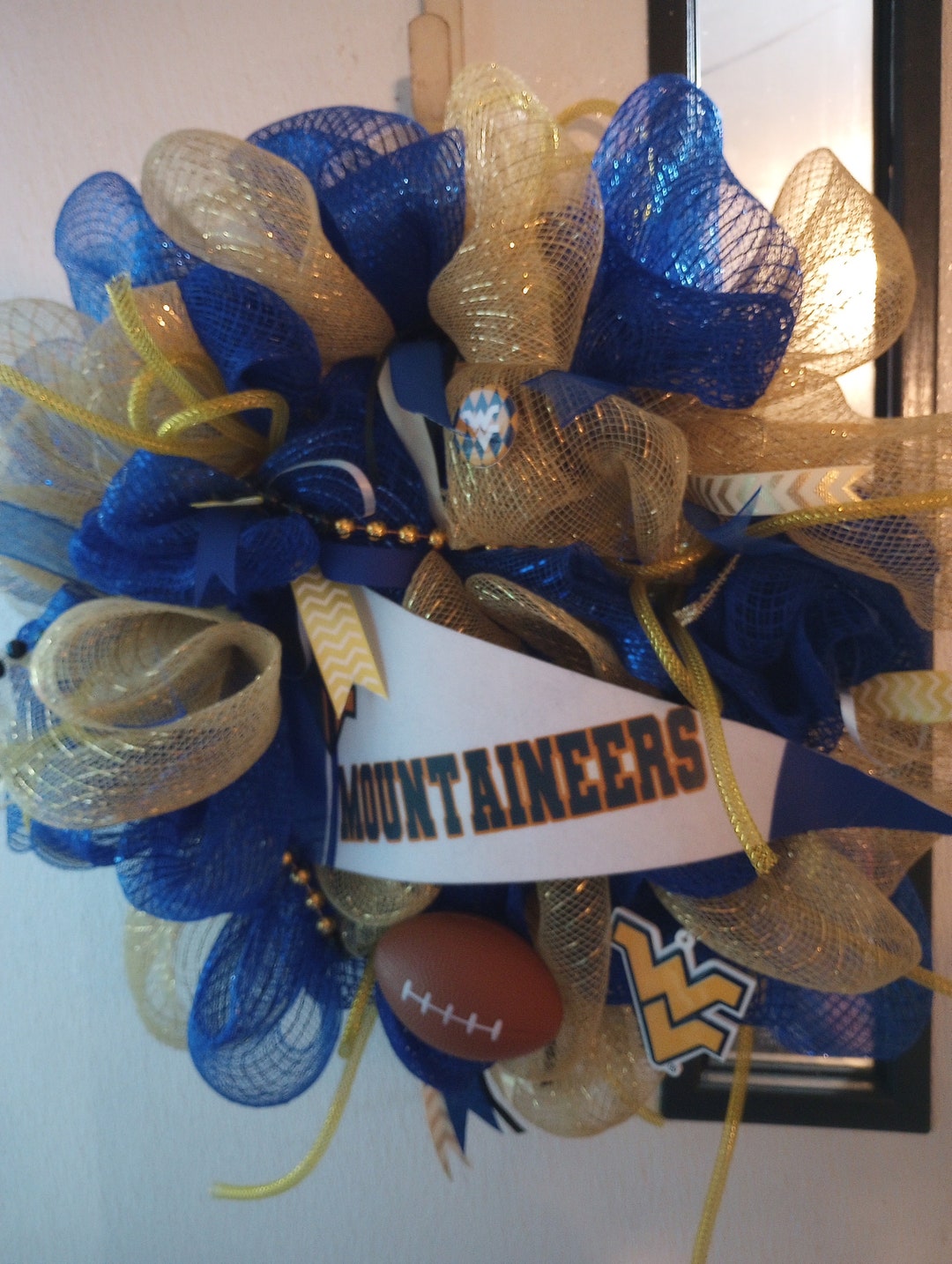 WVU Wreath With Beads - Etsy