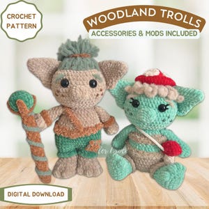 Woodland Trolls Crochet Pattern – Amigurumi PDF, Fantasy Troll Plush ...