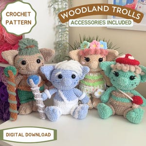 Woodland Trolls Crochet Pattern – Amigurumi PDF, Fantasy Troll Plush ...
