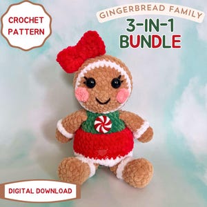 Gingerbread Family Plush Crochet PATTERN - Amigurumi - Etsy