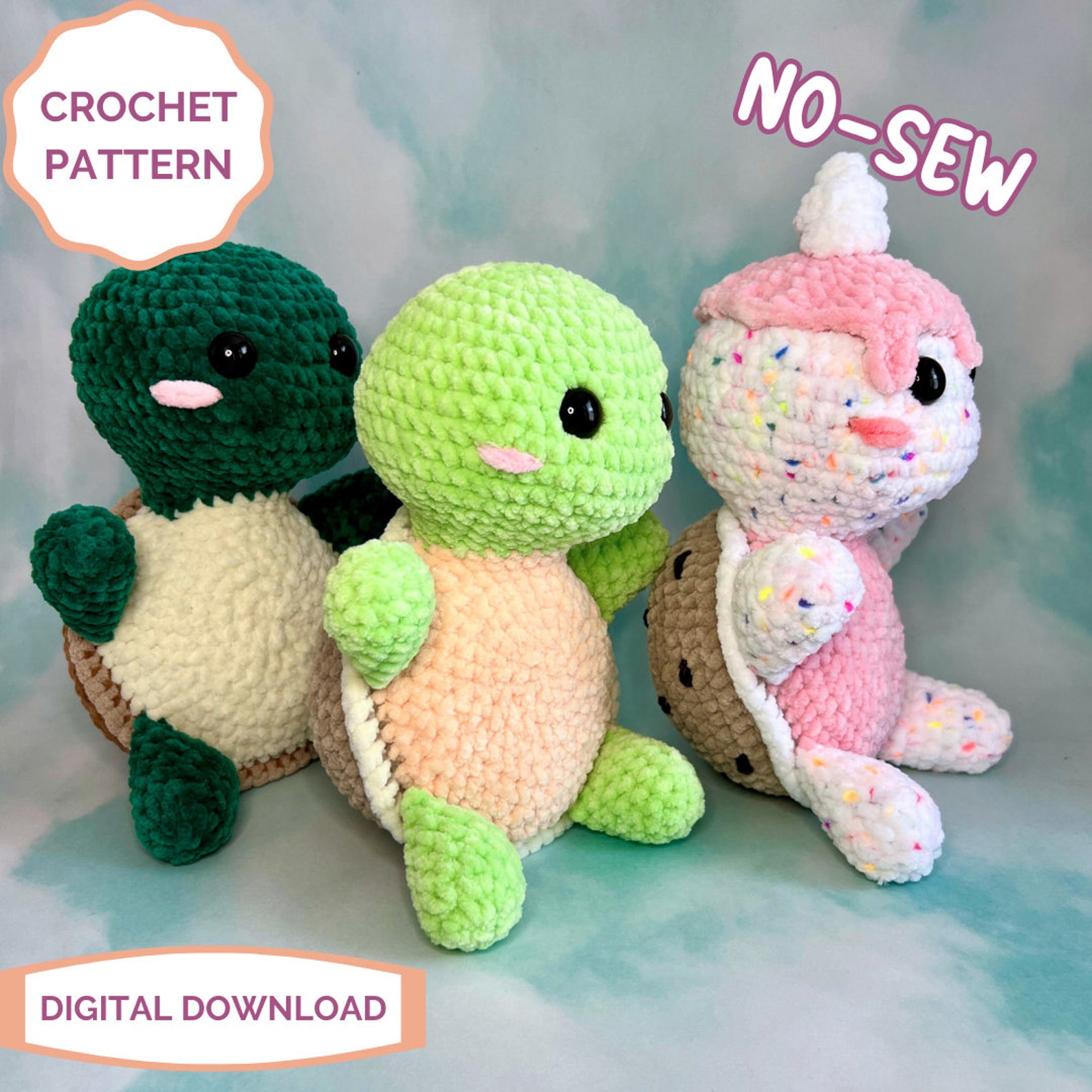 NO-SEW Turtle Plush Crochet PATTERN - Etsy