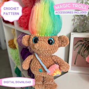 Magic Troll Crochet Pattern – Amigurumi PDF, Retro Troll Plush, Easy ...