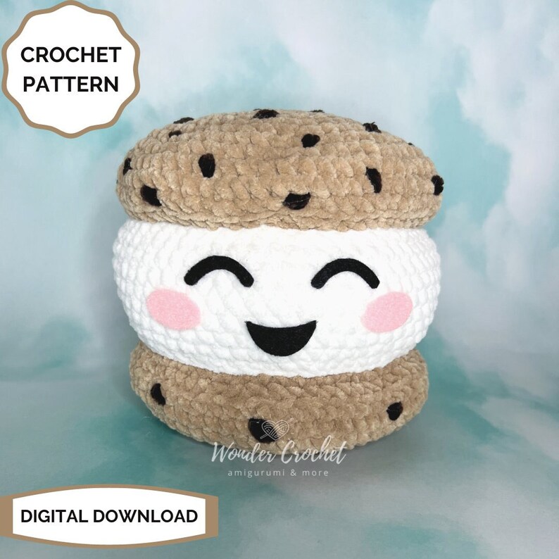 Ice Cream Cookie Sandwich Plush Crochet PATTERN Amigurumi - Etsy