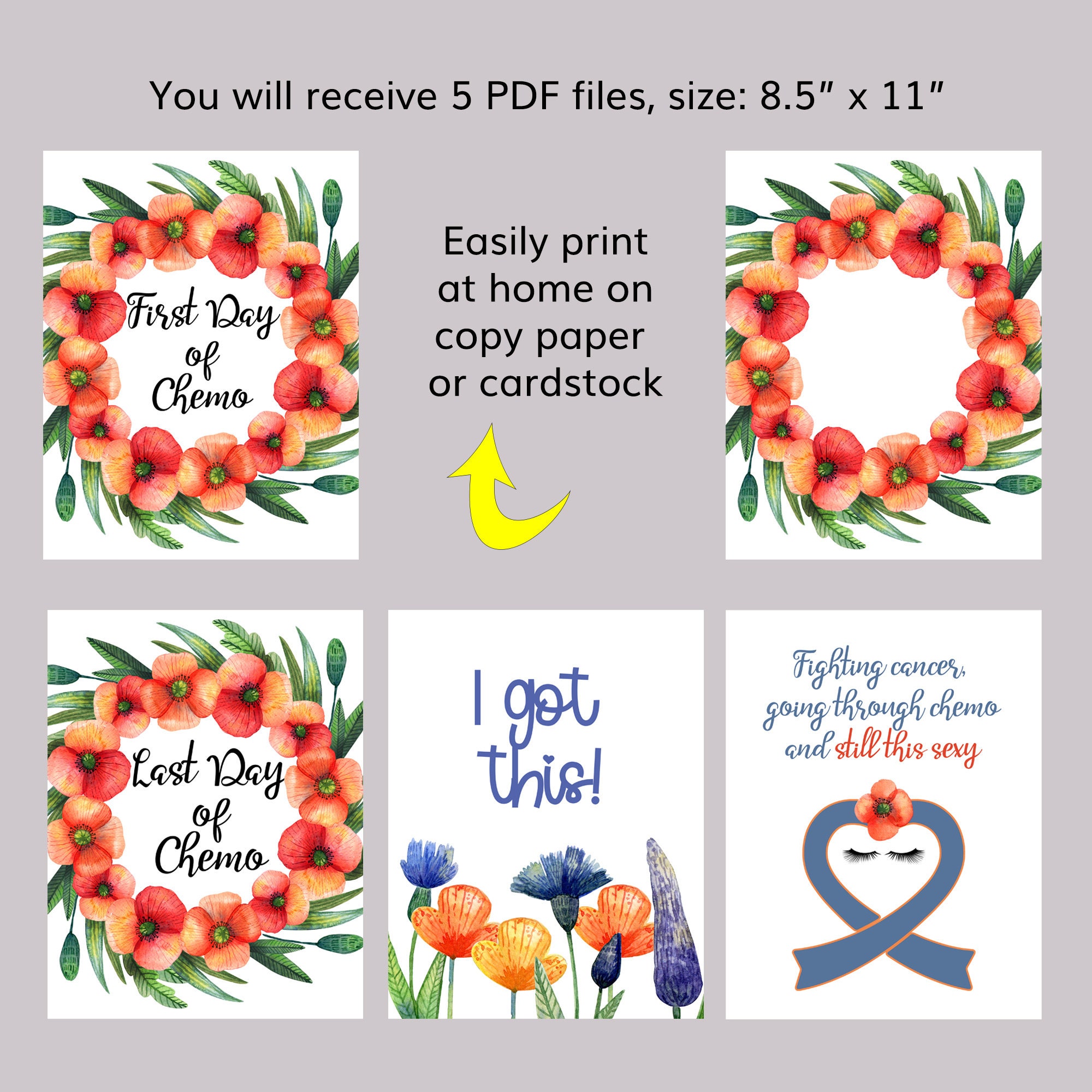 Chemotherapy Sign Pack of 5 Signs Last Day of Chemo Sign | Etsy