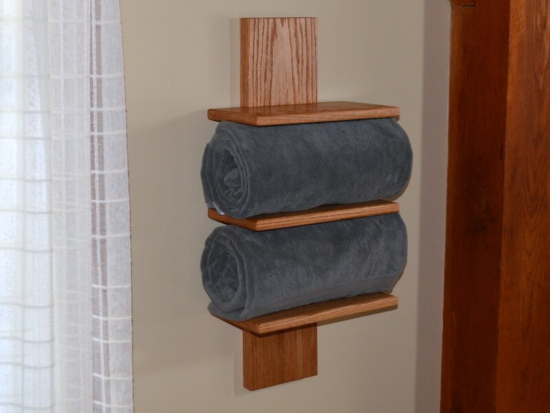 VERTICAL 3 SHELF Towel Rack Display Shelf Red Oak | Etsy