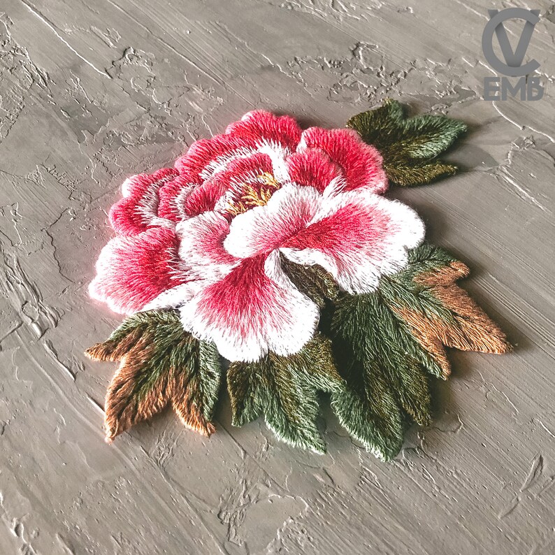 FSL Peony flower Machine Embroidery Design Instant | Etsy