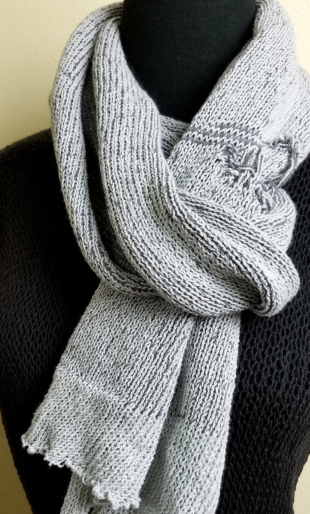 Two-tone Knit Scarf With Distressed Feature - Etsy