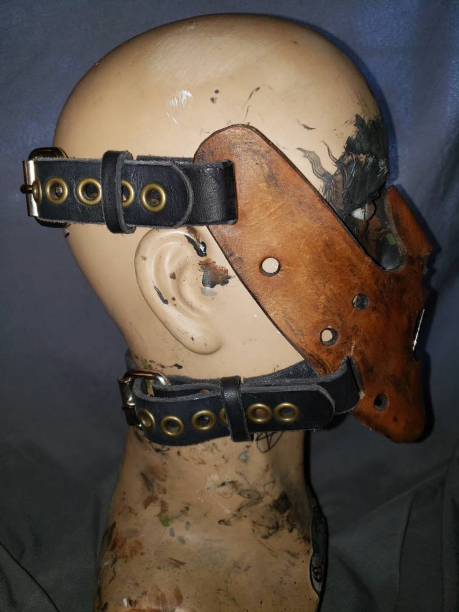 Handmade leather Hannibal Lecter mask muzzle silence of the | Etsy