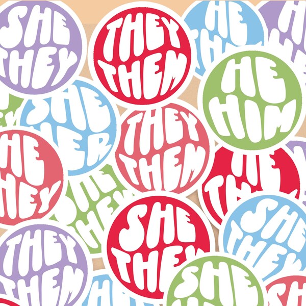 Pronoun Stickers Badge - Etsy