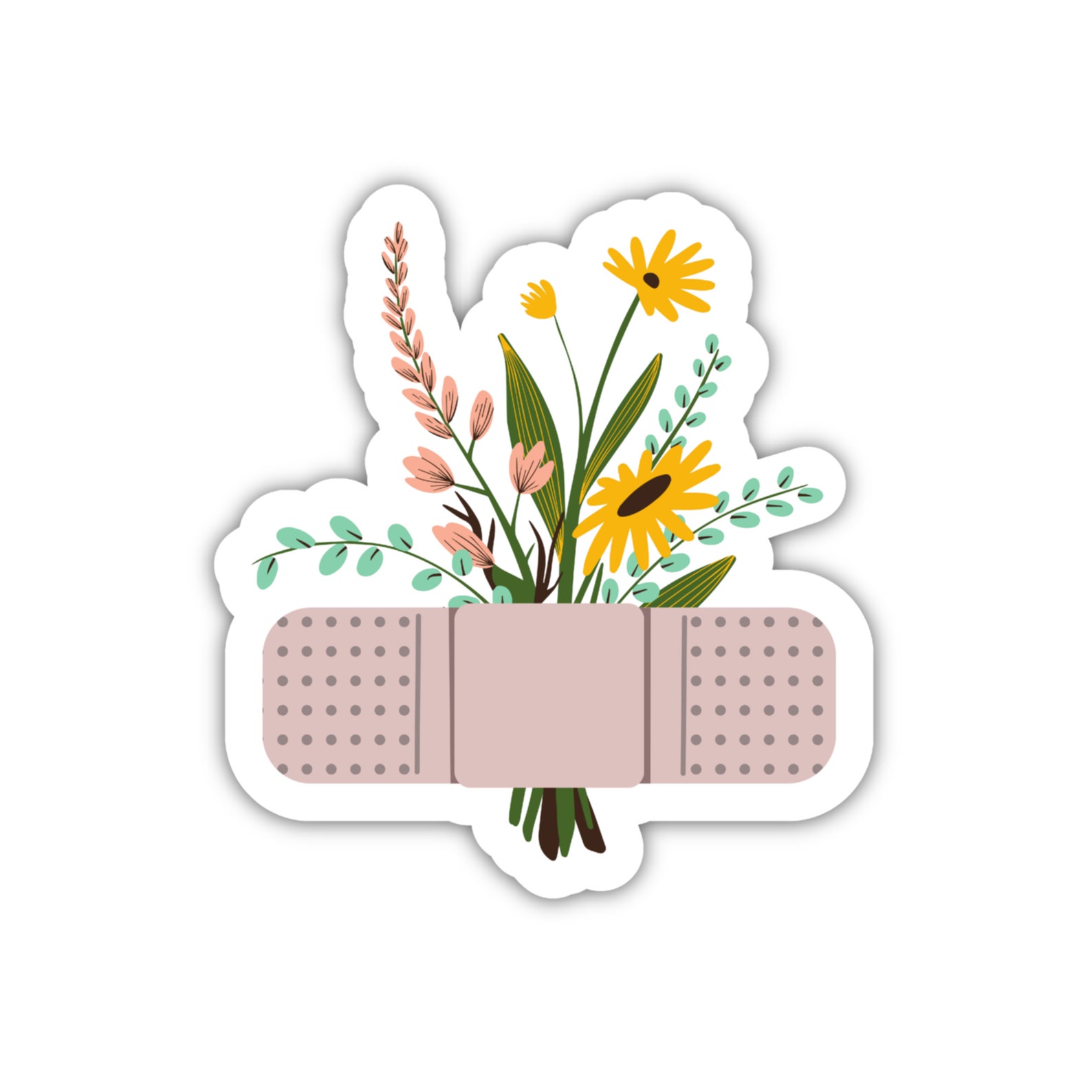 Flower Bandaid Sticker Mental Health Stickers Botanical | Etsy