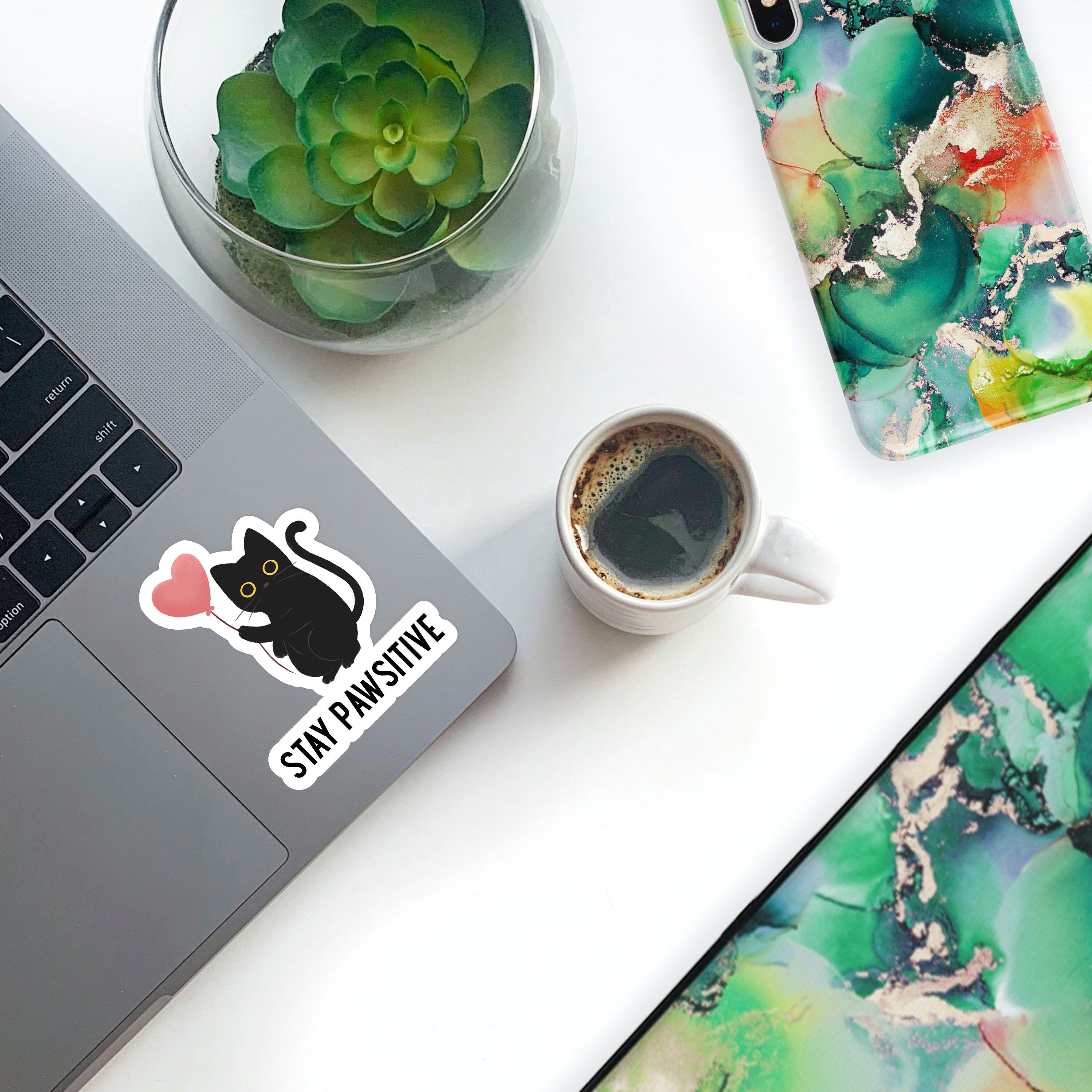 Stay Positive Sticker Funny Cat Decal Mental Health | Etsy