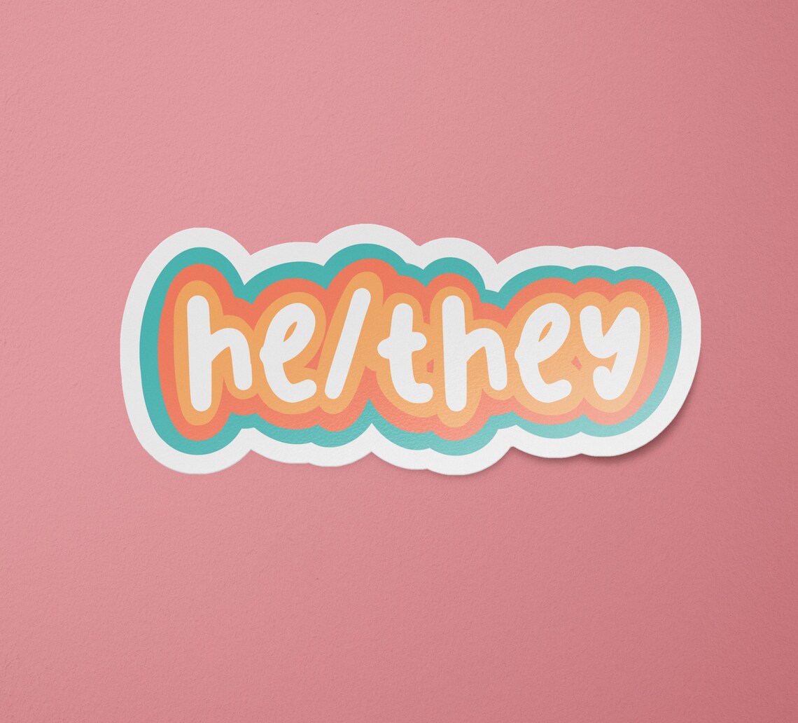 He They Pronoun Sticker He/they Sticker Pronoun Stickers | Etsy