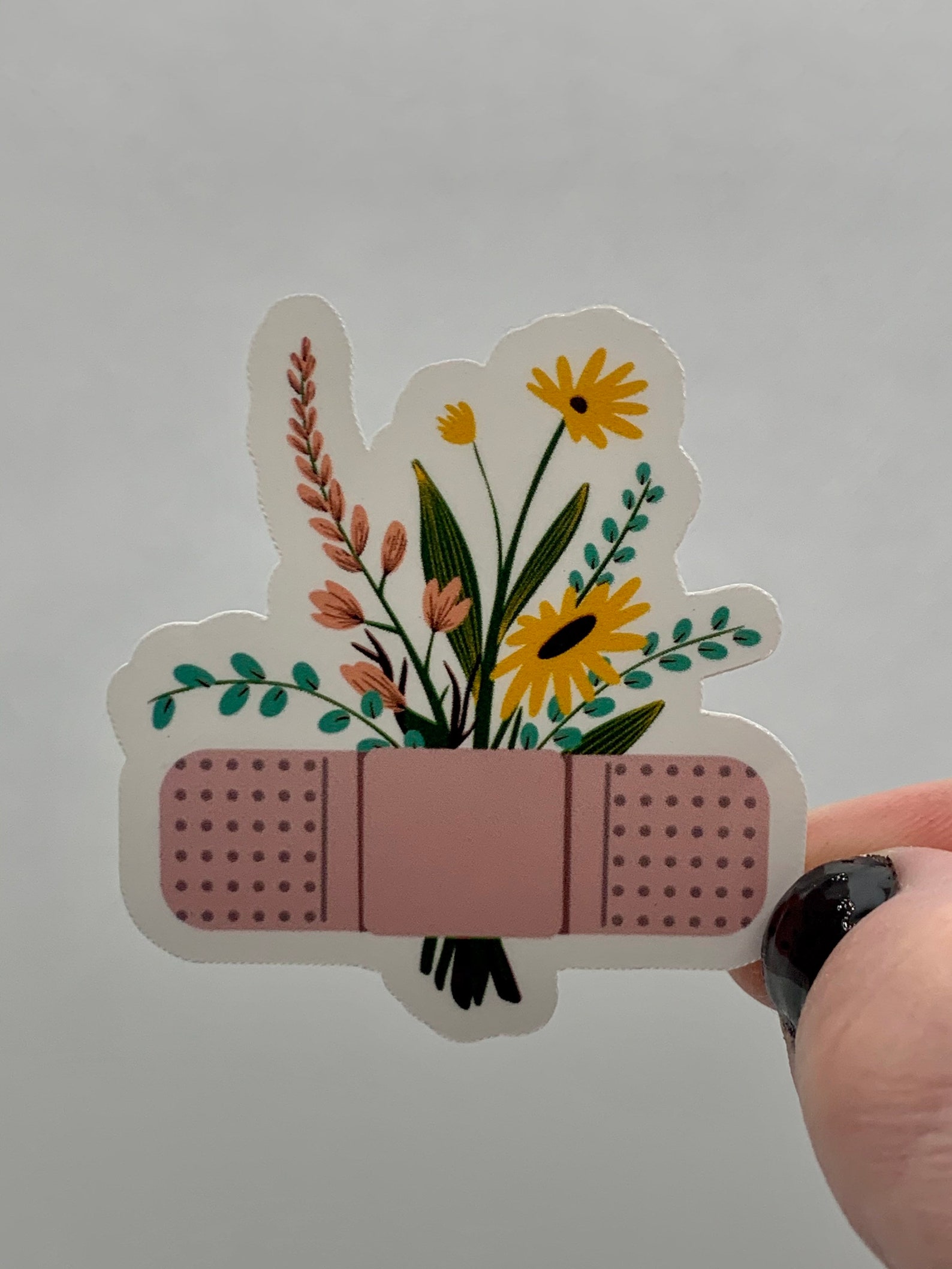 Flower Bandaid Sticker Mental Health Stickers Botanical | Etsy