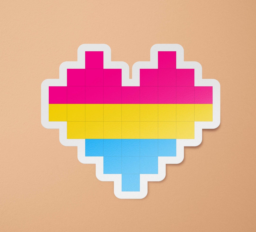 Pansexual Sticker | Pixel Heart Sticker | Pansexual Pride Sticker | Pan ...