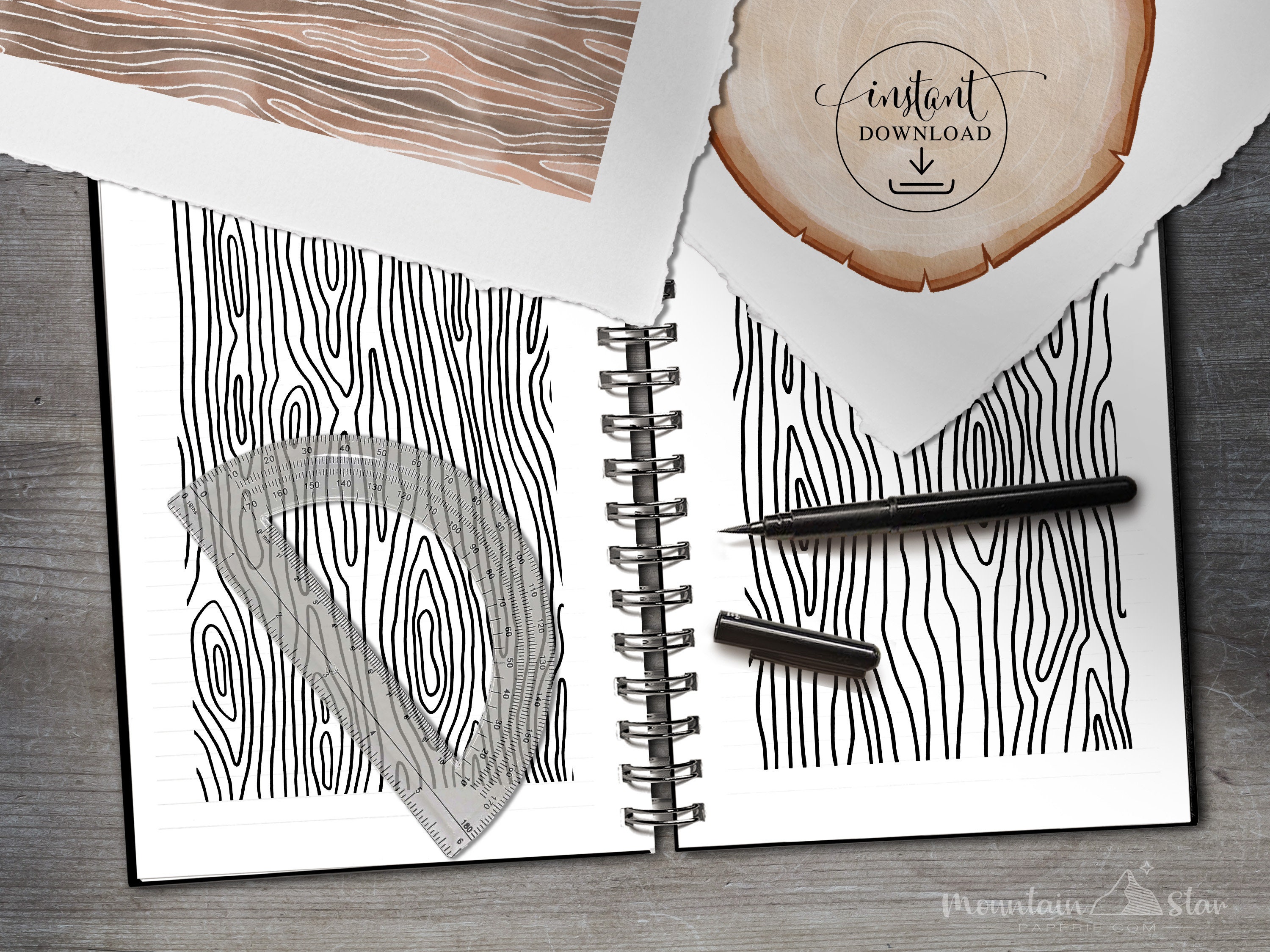 Png • Svg • Eps • Dxf → Wood Grain Silhouette Graphics Set of 4 ...