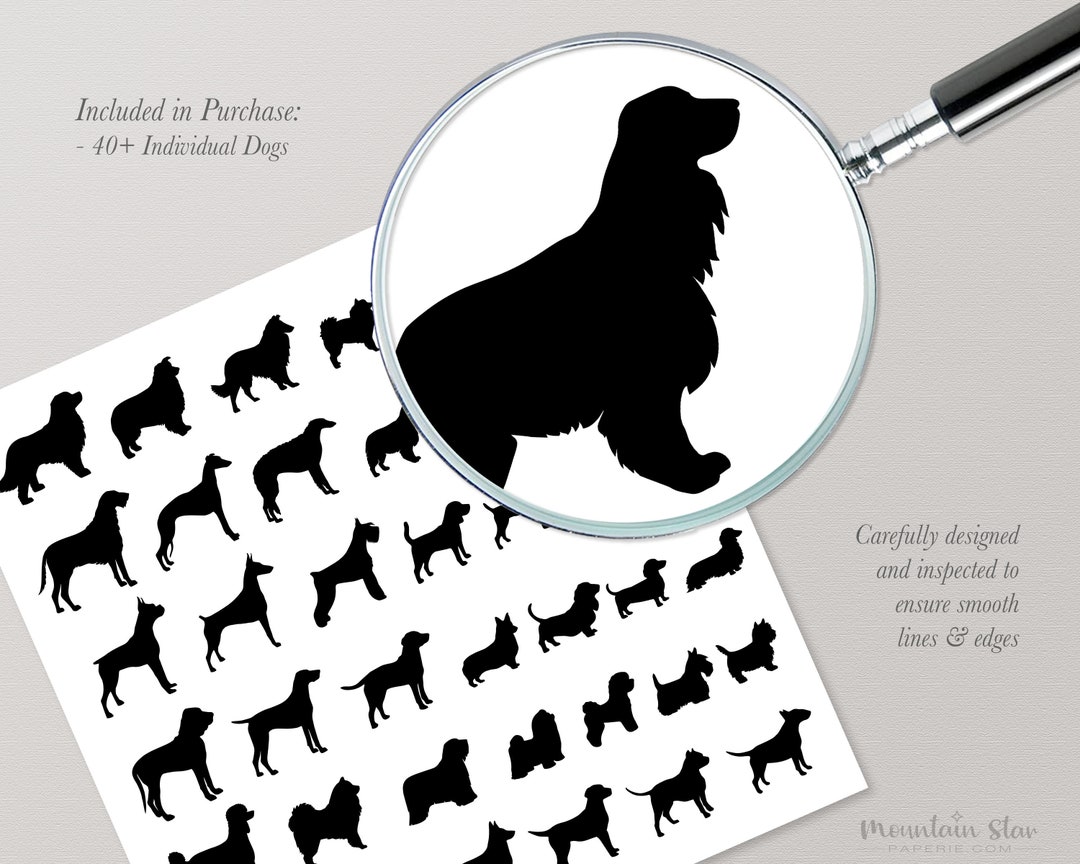 Png Svg Eps Dxf Dog Clipart Graphics Set, 40 Dog Silhouettes free for ...