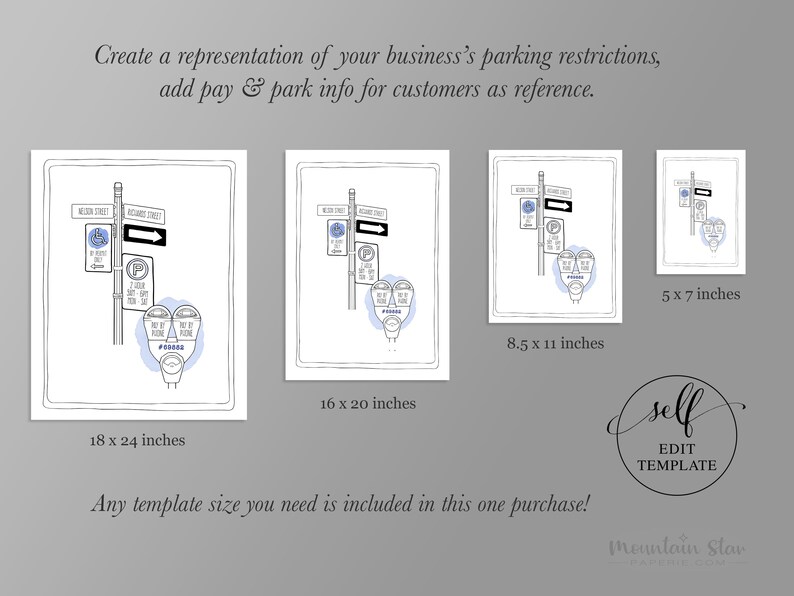 Customizable Parking Sign Template: DIY Business Poster (digital ...
