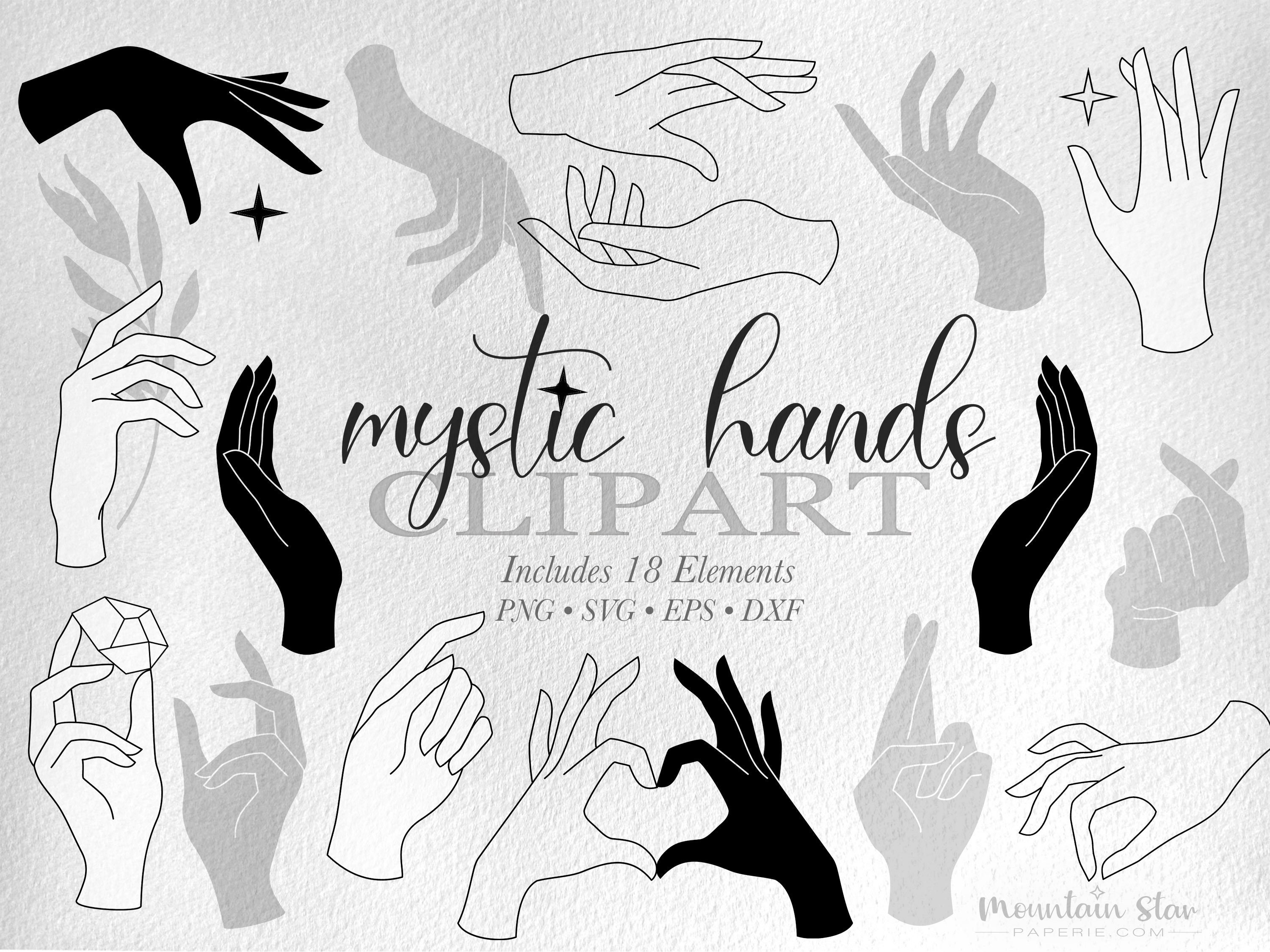 Png Svg Eps Dxf Mystic Hands Graphics Set of 18 Elements free for ...