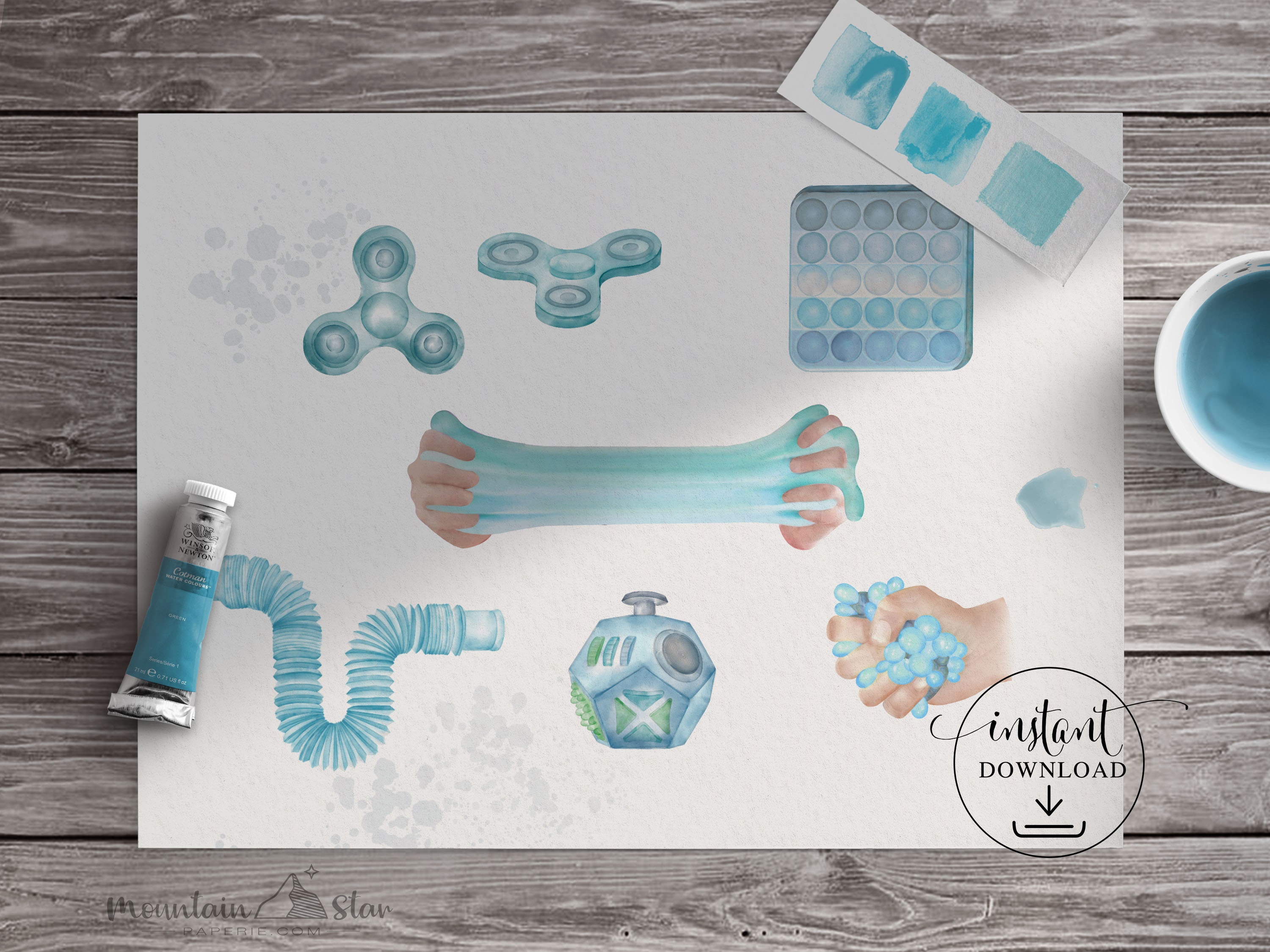 PNG → Fidget Toys Watercolour Graphics Set (free for Commercial Use ...