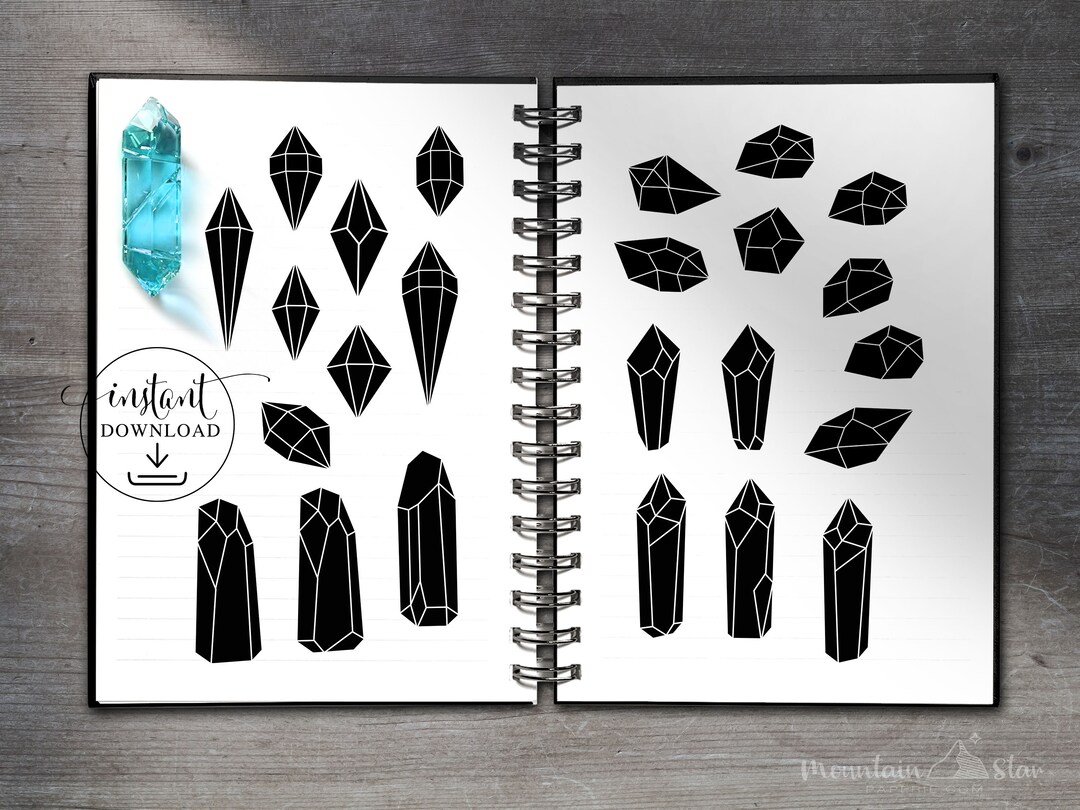 Png • Svg • Eps • Dxf → Crystal Gems Graphics Set of 24 Elements (free ...