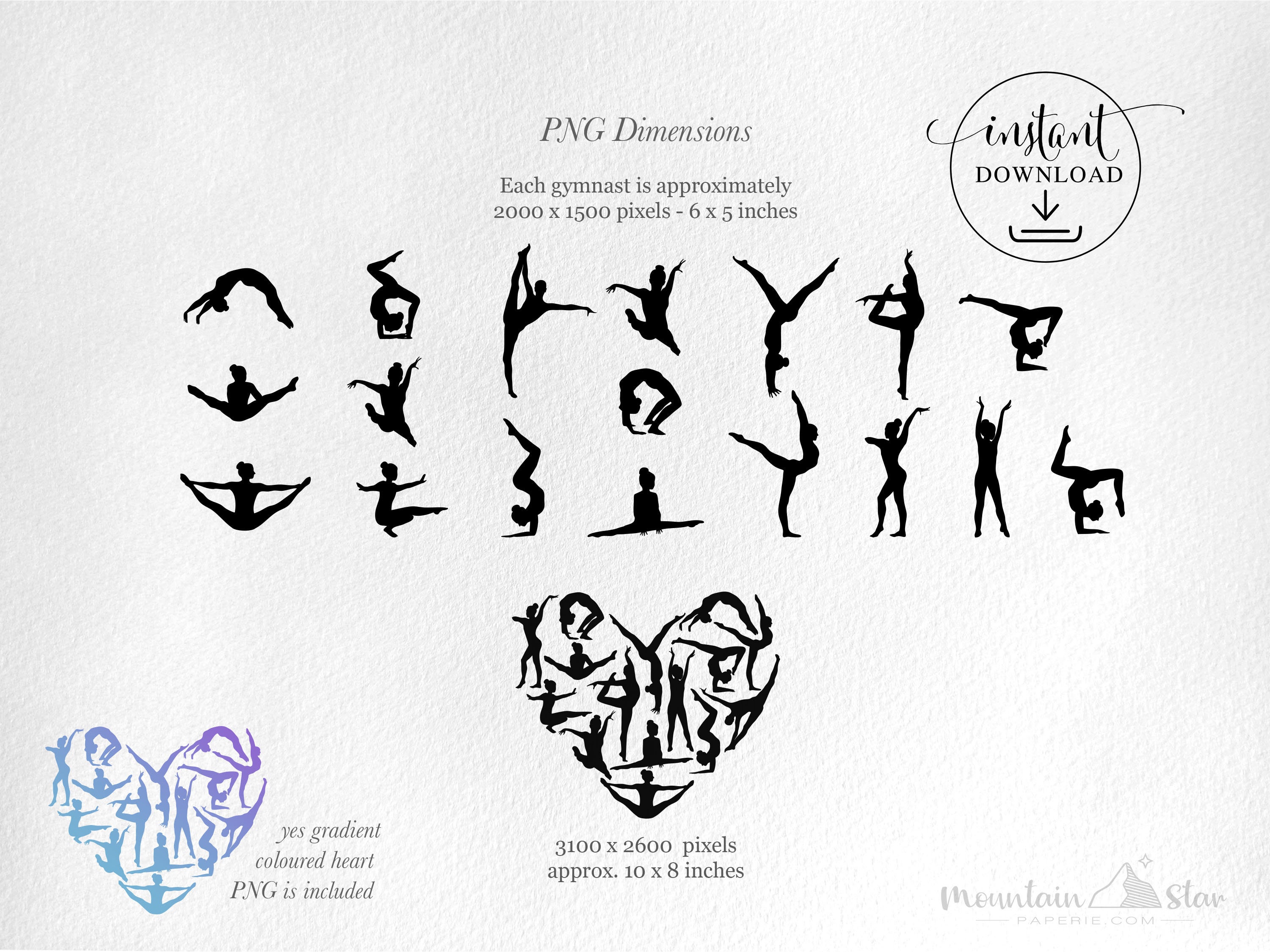 Png Svg Eps Dxf Gymnast Gymnastics Heart Clipart - Etsy