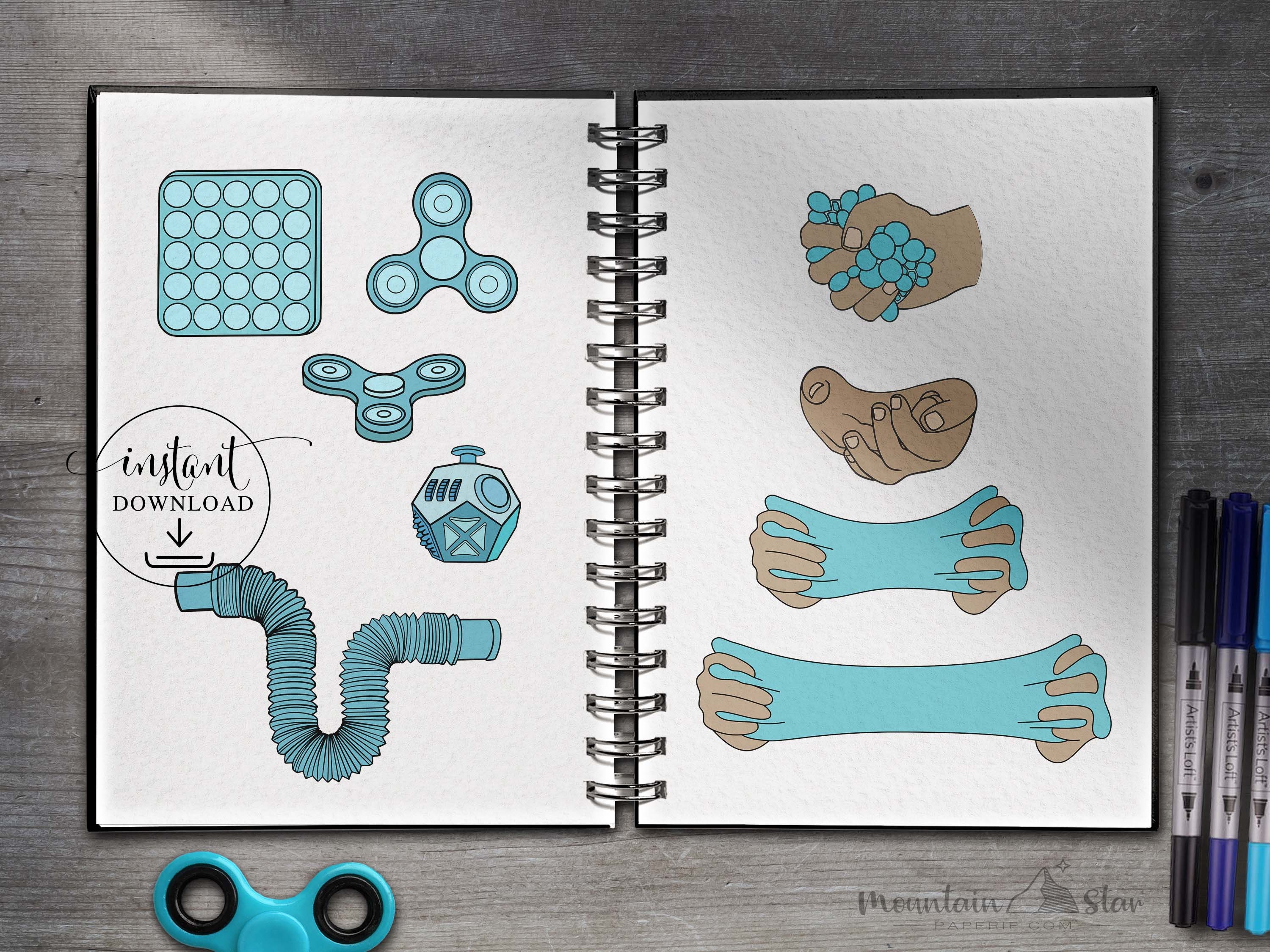 Png • Svg • Eps • Dxf → Fidget Toys Clipart Graphics Set (free for ...