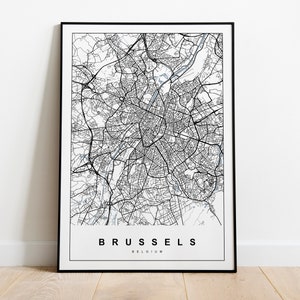 BRUSSELS Map Digital 4x Instant Download Printable City Poster | Etsy