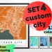 Custom City Maps SET 04 Art Custom City Prints Office | Etsy