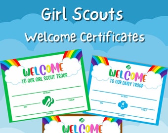 Welcome Girl Scout Certificate - Etsy