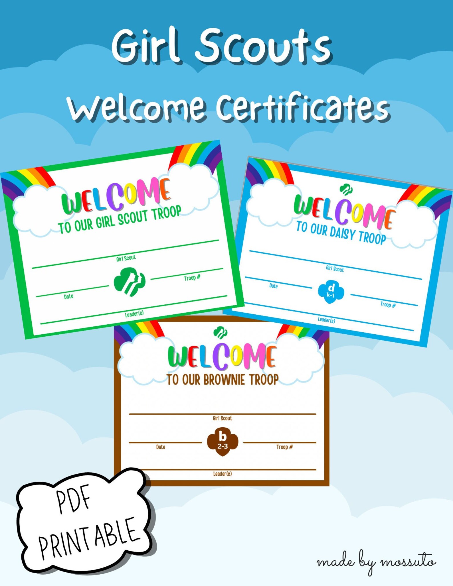 Girl Scouts Welcome Certificate PDF Digital Download - Etsy