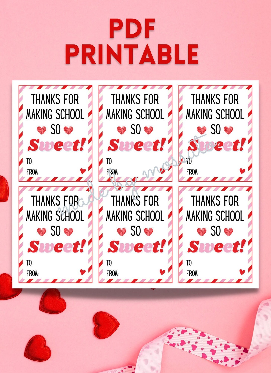 Valentines Teacher Gift Tags PDF Digital Download - Etsy