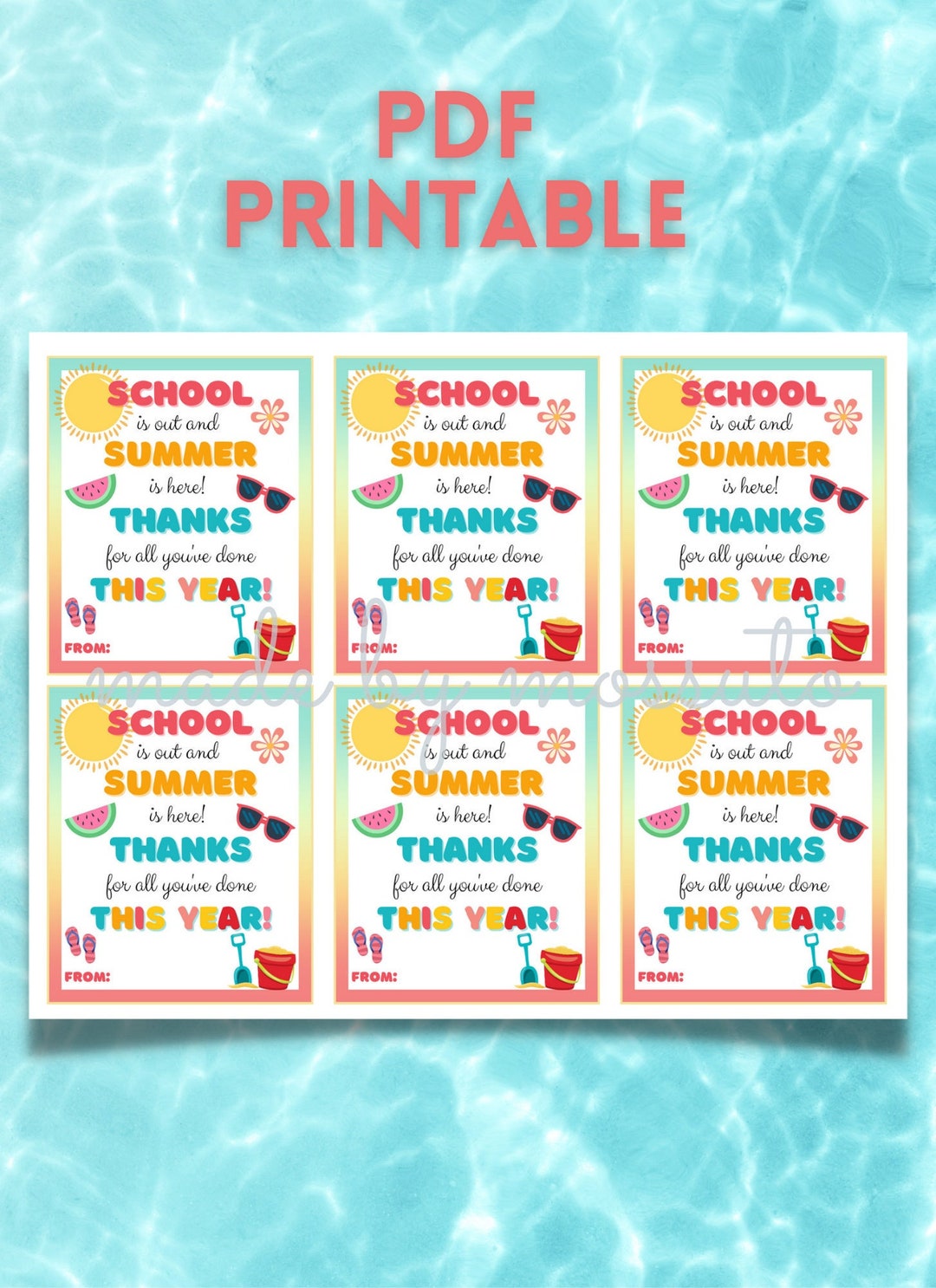 End of the Year Teacher Gift Tags PDF Digital Download - Etsy