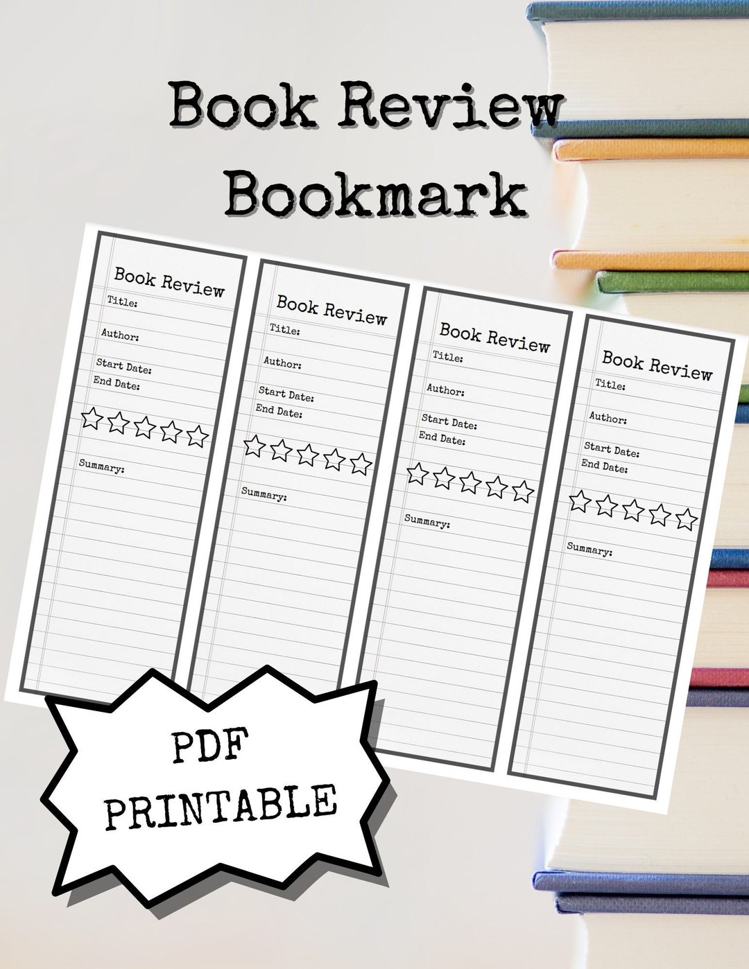Book Review, Bookmark, Book Review Bookmark Digital Download - Etsy