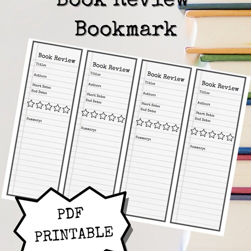 Book Review Bookmark Book Review Bookmark Digital Download - Etsy