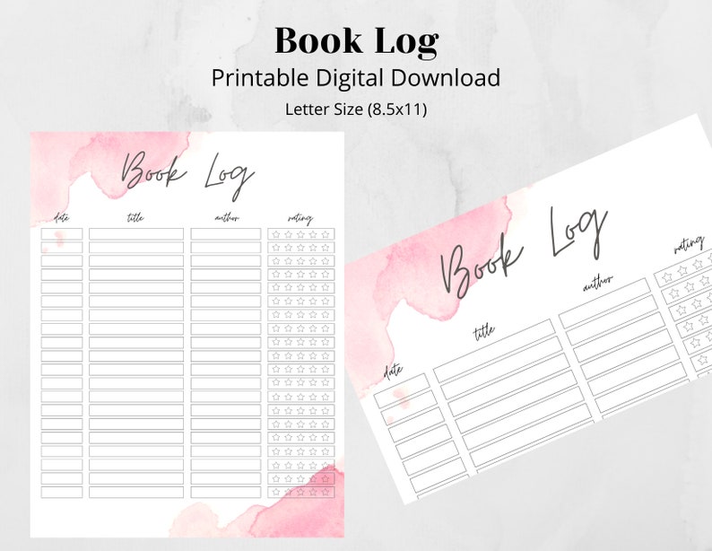 Book Log, Book Tracker, Reading Tracker Digital Download - Etsy