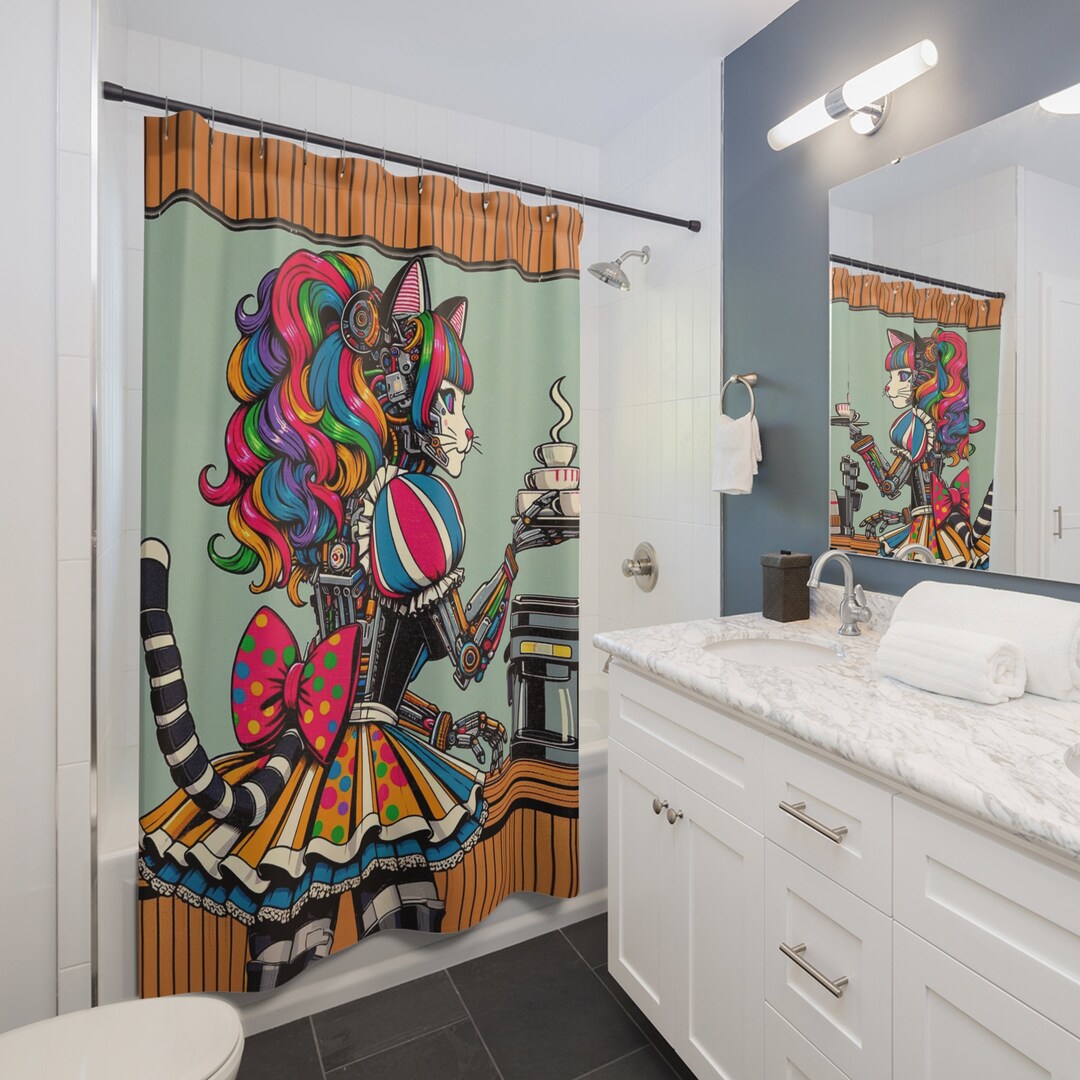 Caffeine Meowchanic Shower Curtain - Etsy