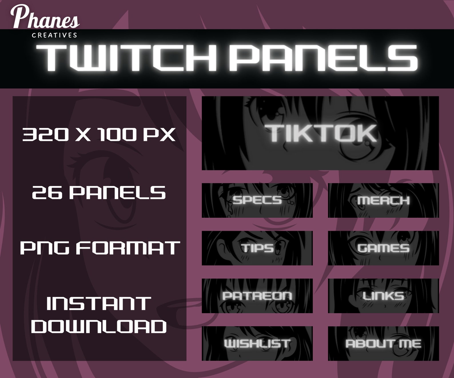 Anime Girls Twitch Panels - About Me Subscribe Profile Streamer Stream ...