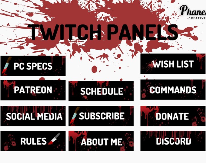 Twitch Panels Bloody Red Horror Instant Download Profile - Etsy