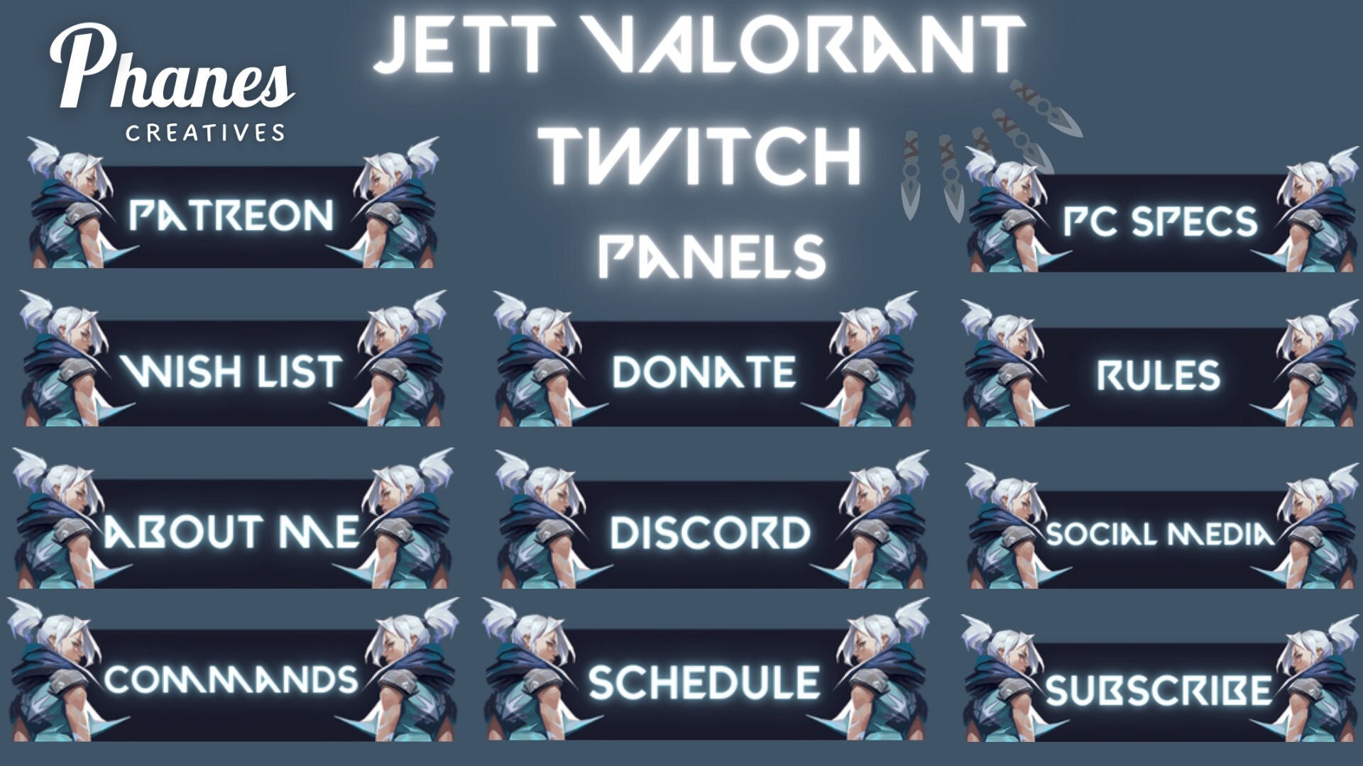Jett Valorant Twitch Panels Instant Download Twitch Profile Panels ...
