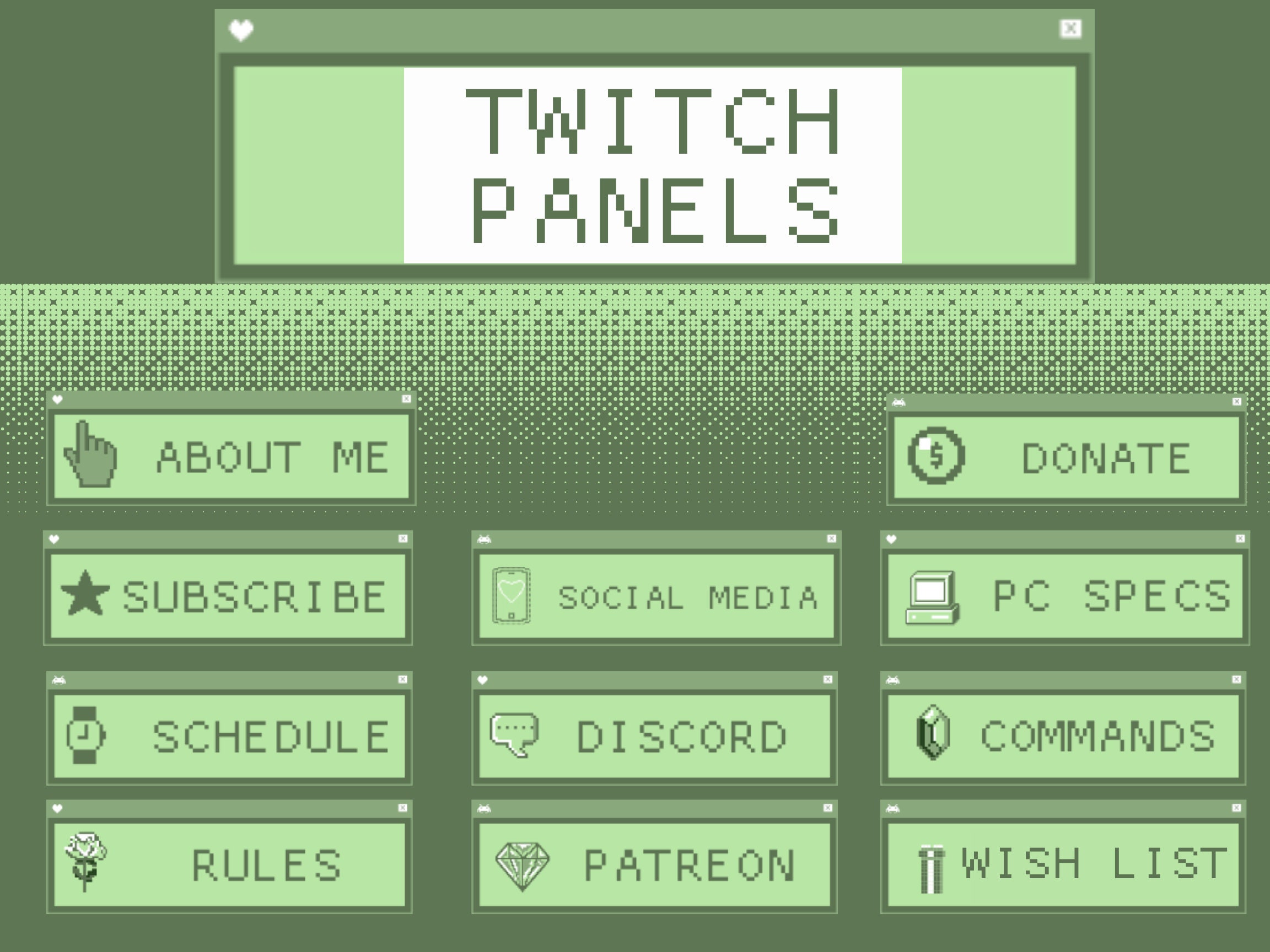 Twitch Panels Green Instant Download Twitch Profile Panels | Etsy