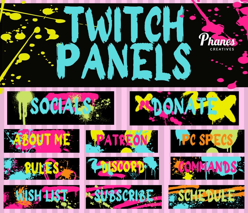 Twitch Panels Graffiti - Twitch Panels Neon - Splatter Paint Twitch ...