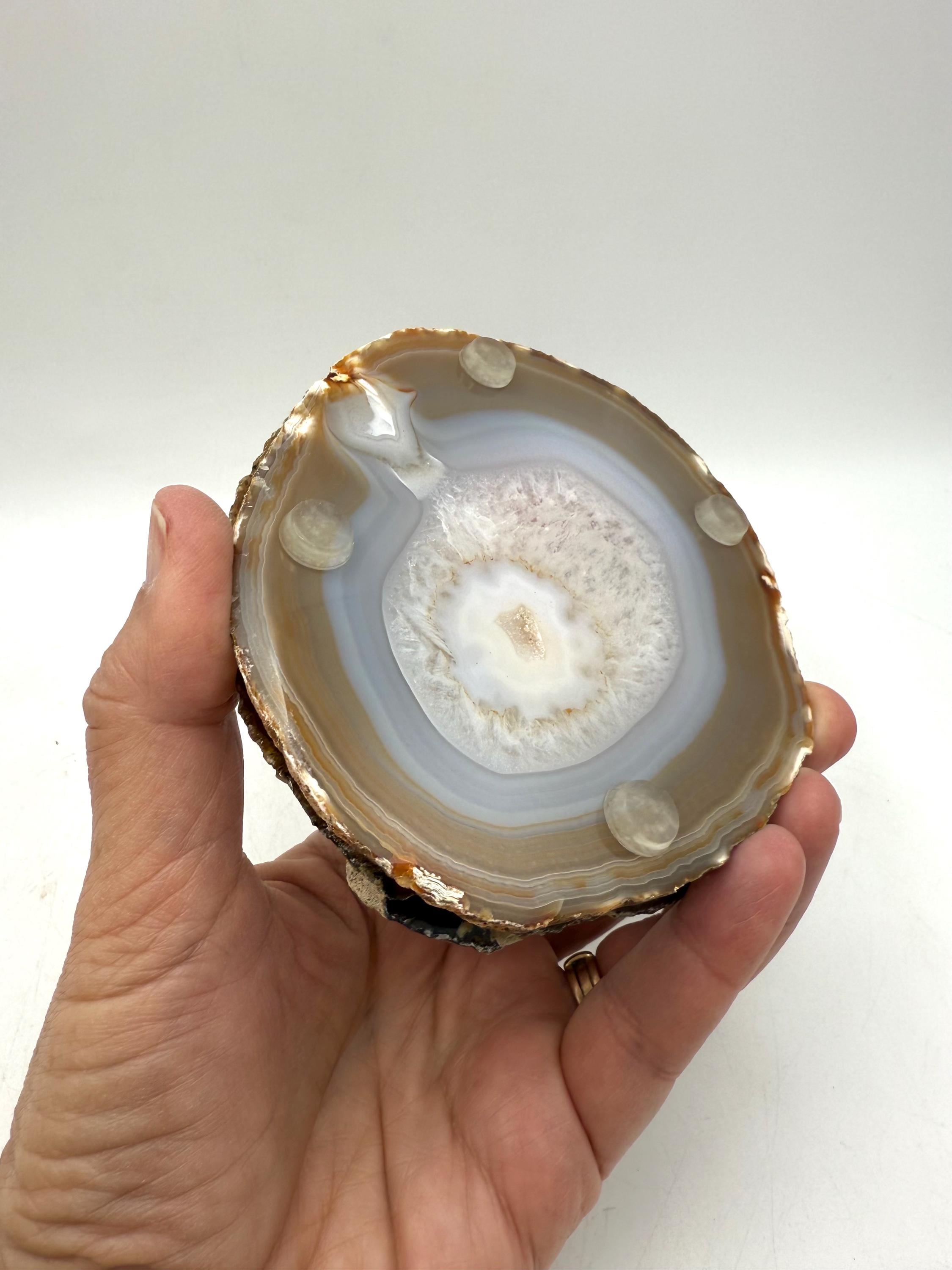 Natural Agate Coasters Set: Polished Stone With Furniture-safe Pads - Etsy