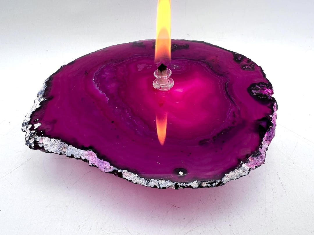 Rock Oil Lamp. Handmade Pink Agate Oil Candle is a Unique Refillable ...
