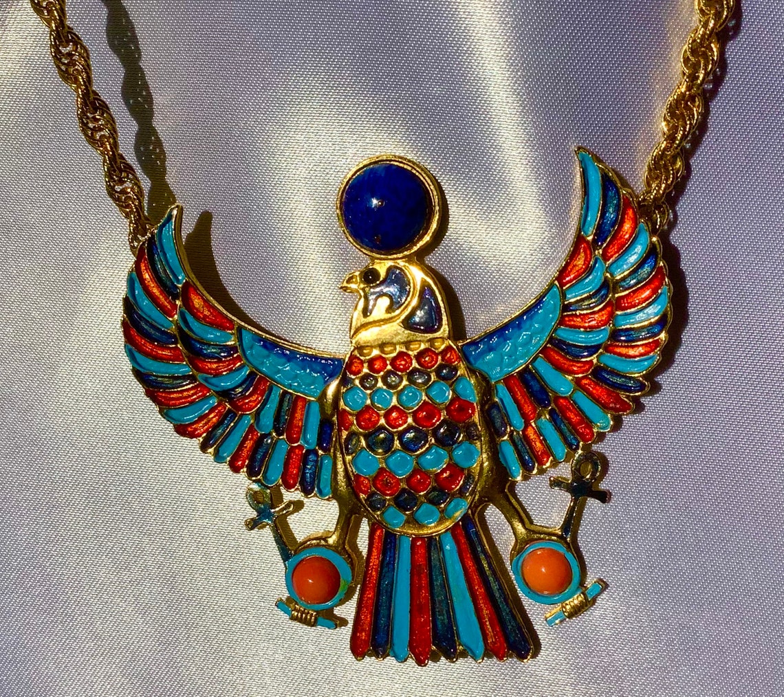 Gorgeous Accessocraft NYC Signed Egyptian Revival Falcon Necklace - Etsy