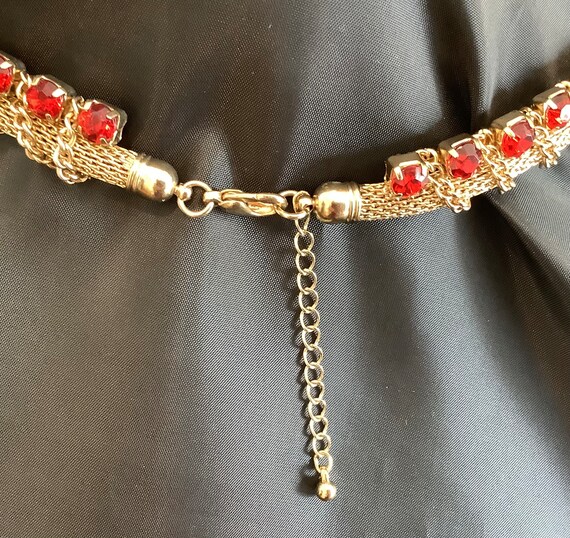 Striking Vintage Weiss Red Rhinestone and Gold Mesh C… - Gem