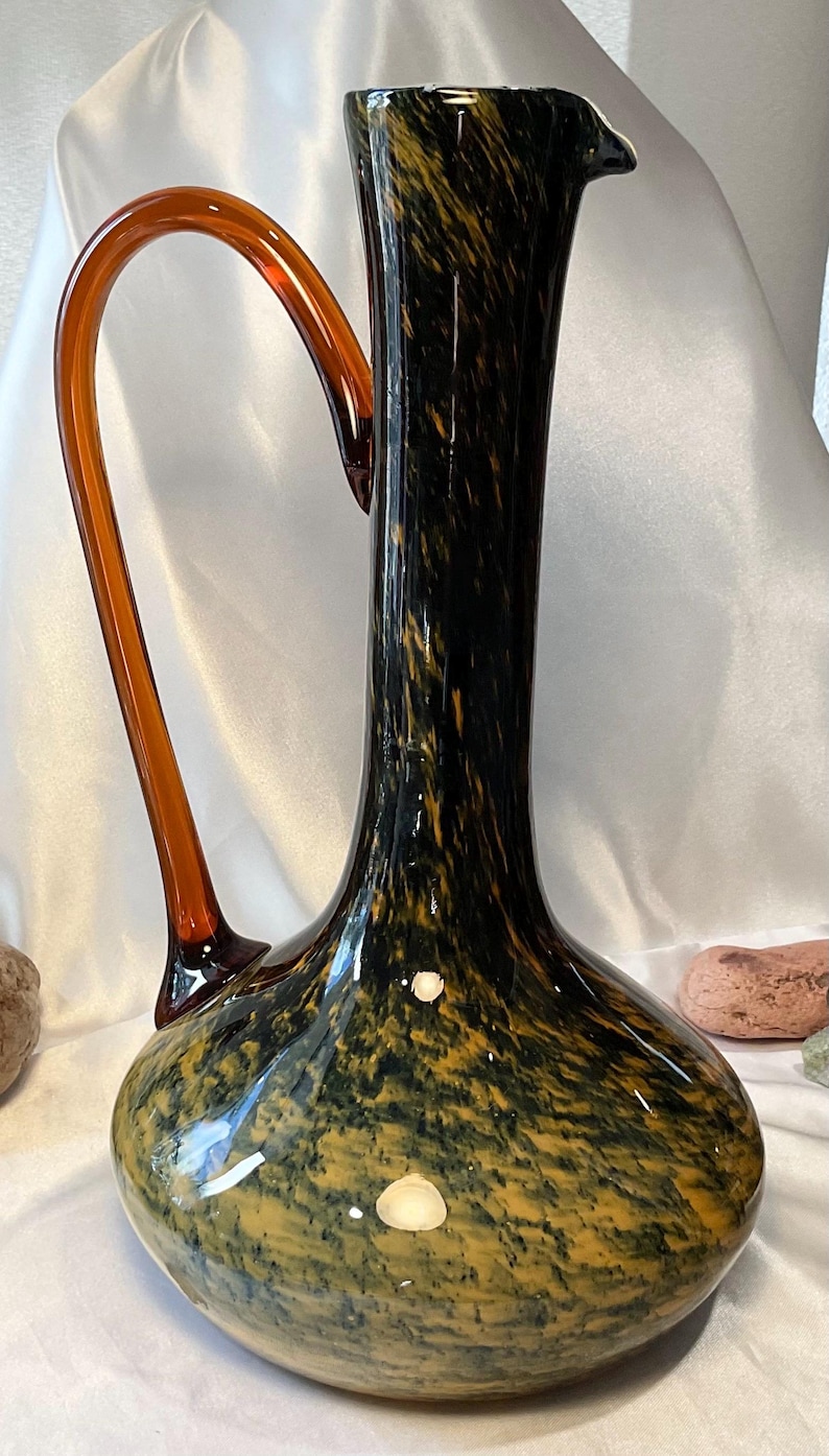 Vintage Italian Hand Blown Tortoise Design Glass Serving Pitcher ...